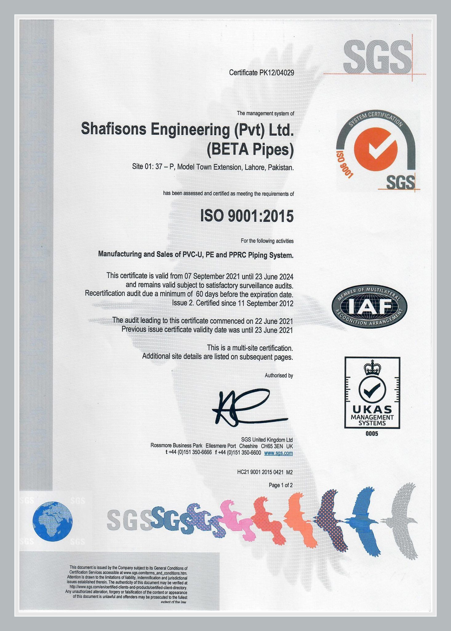 Certifications – Beta Pipes